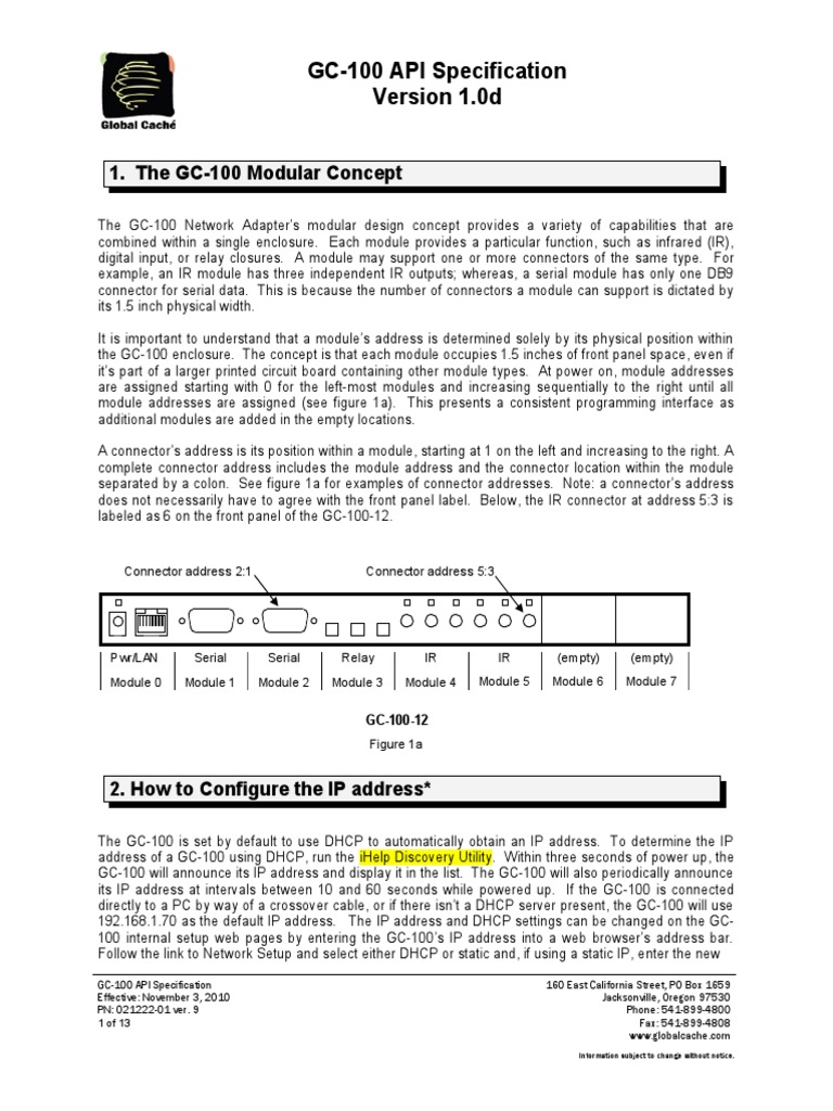 Api GC 100 PDF | PDF | Port (Computer Networking) | Infrared