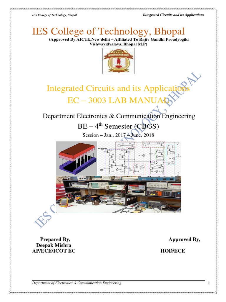 Lic Lab Manual Final - 2017-2018 | PDF | Operational Amplifier | Amplifier
