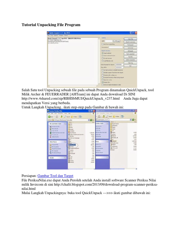 Tutorial Unpacking File Program | PDF