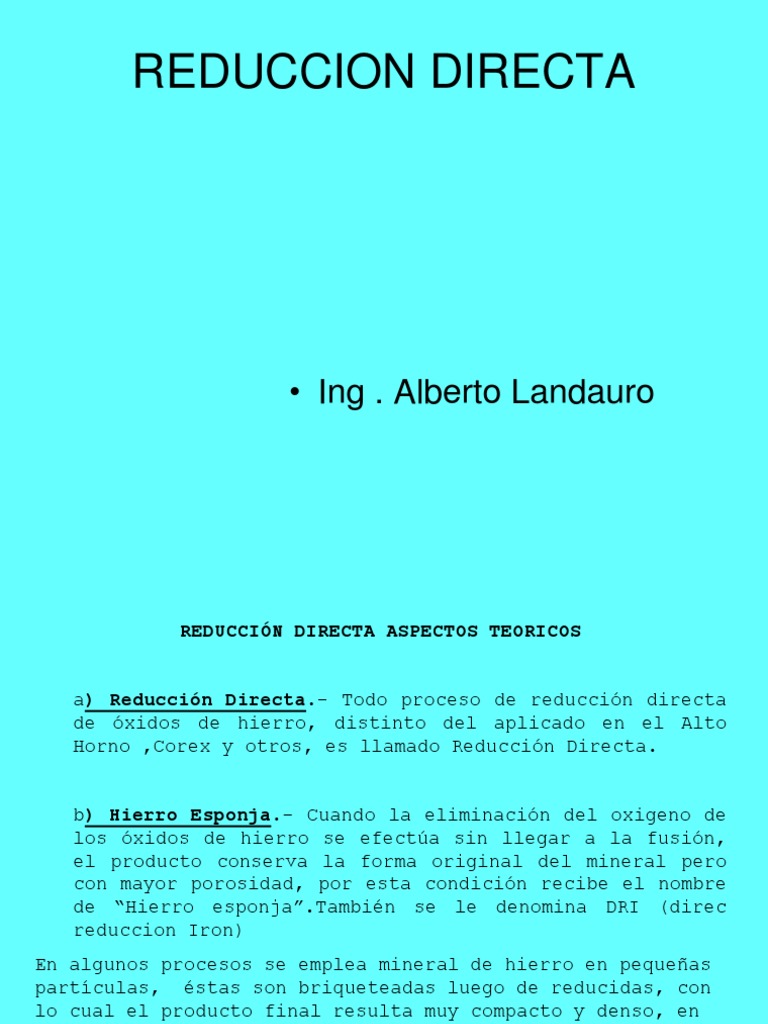 Proceso de Reducción Directa de Hierro Esponja | PDF | Acero | Hierro