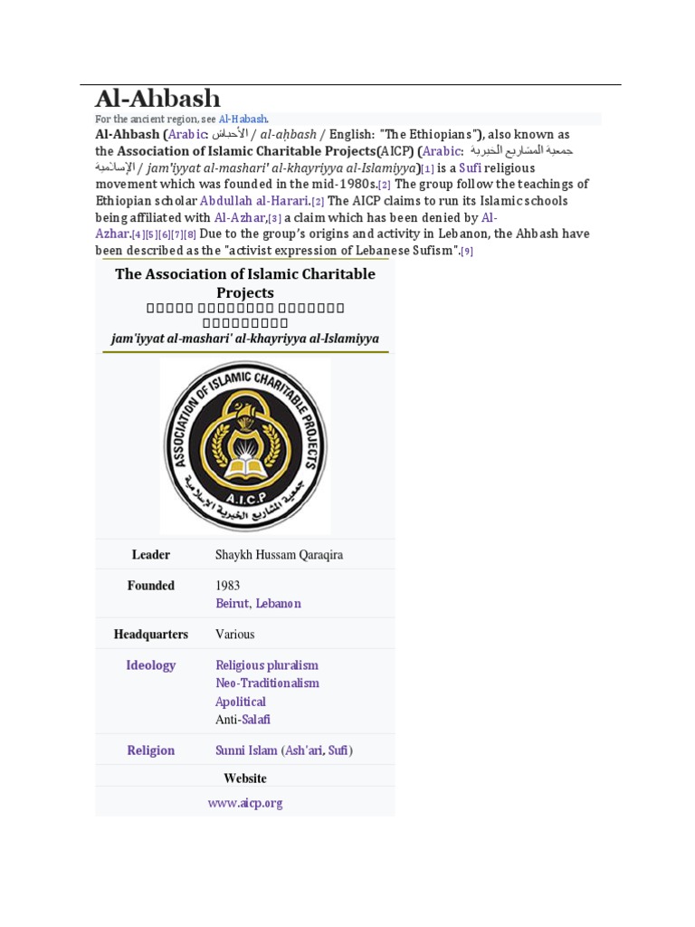 Al-Ahbash: The Association of Islamic Charitable Projects | PDF ...
