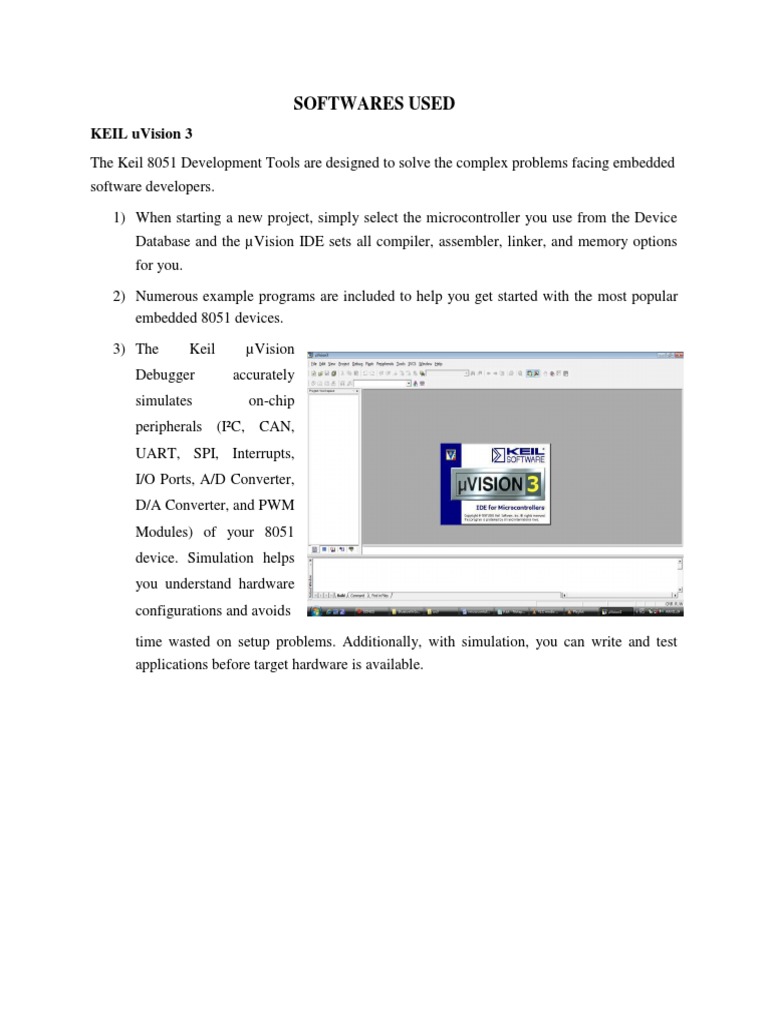 Softwares Used: Keil Uvision 3 | PDF | Microcontroller | Embedded System