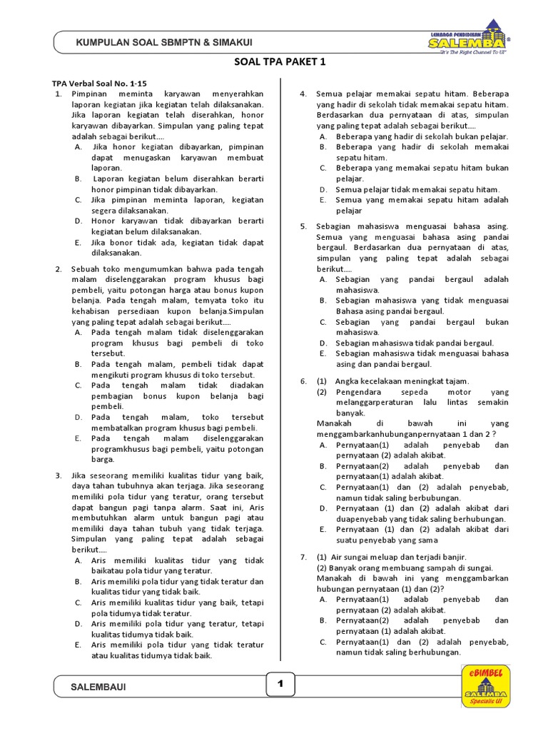 SBMPTN Tkpa 2018 - Edt | PDF