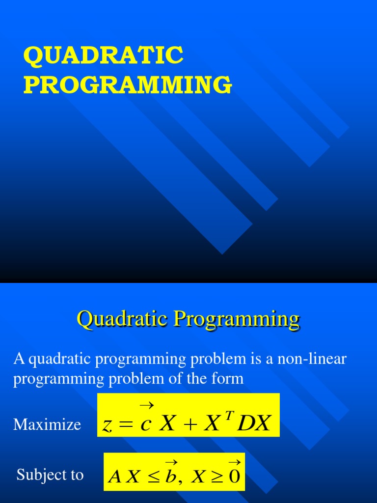 L32 - Quadratic Programming - Modified Simplex Algorithm | PDF ...