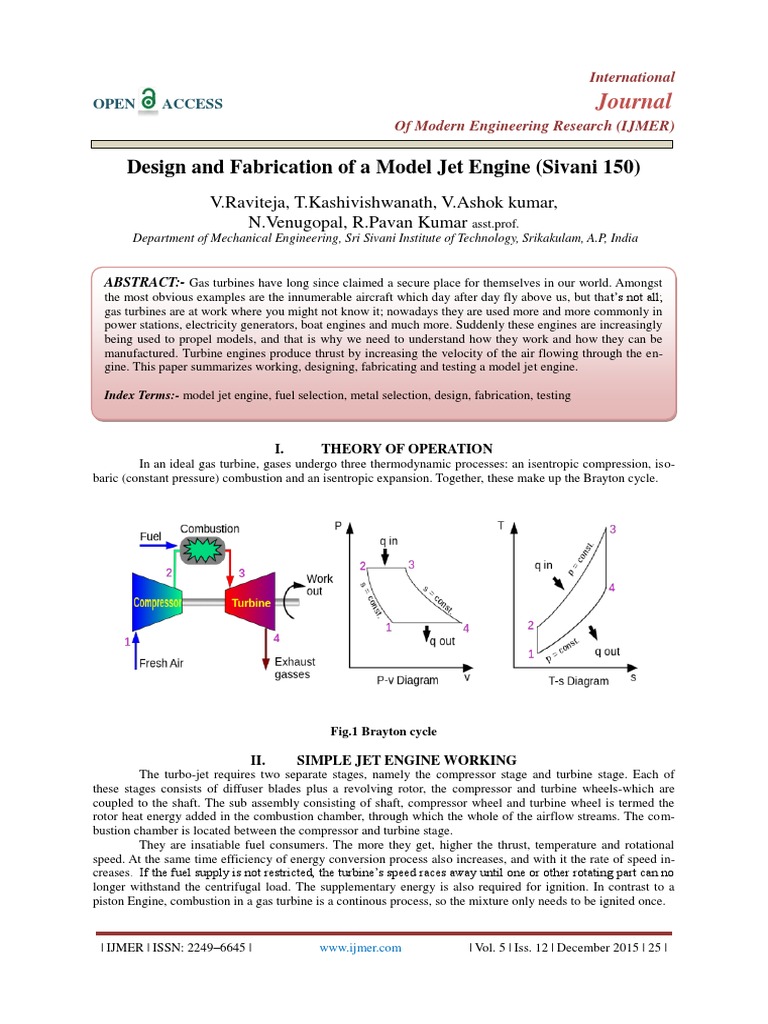 Design and Fabrication of A Model Jet Engine (Sivani 150) : Journal ...