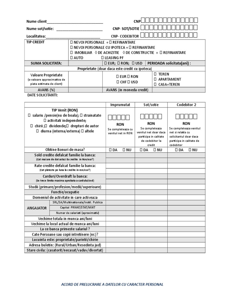 Acord de Prelucrare A Datelor Cu Caracter Personal | PDF