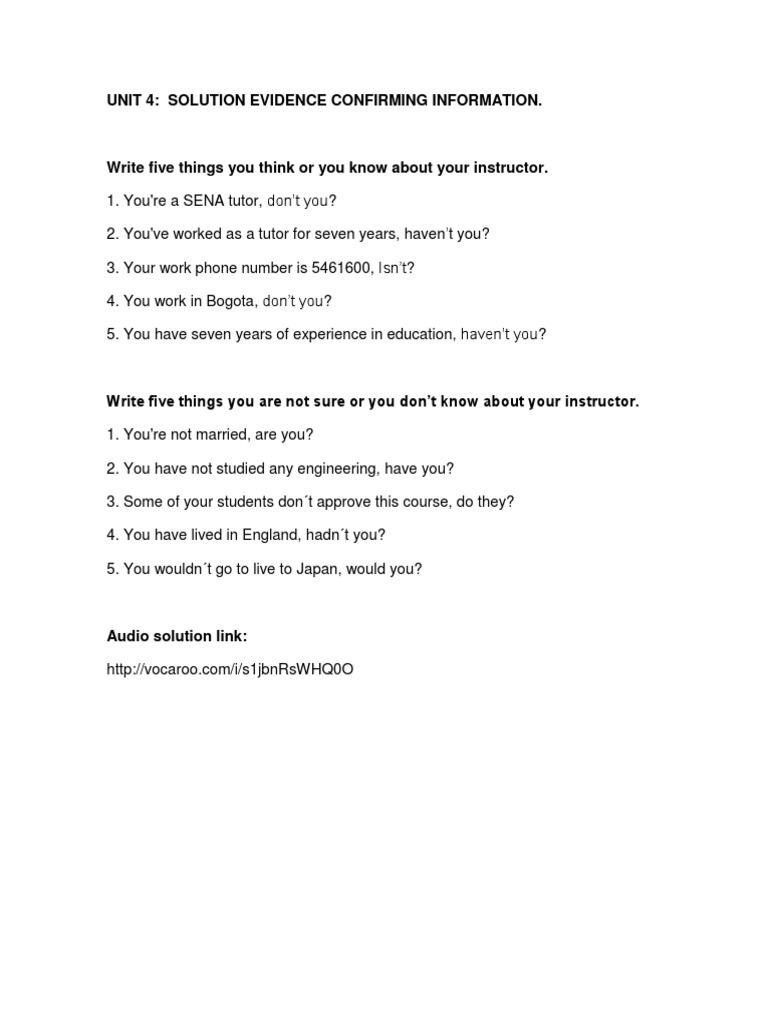 Solution Confirming Information | PDF