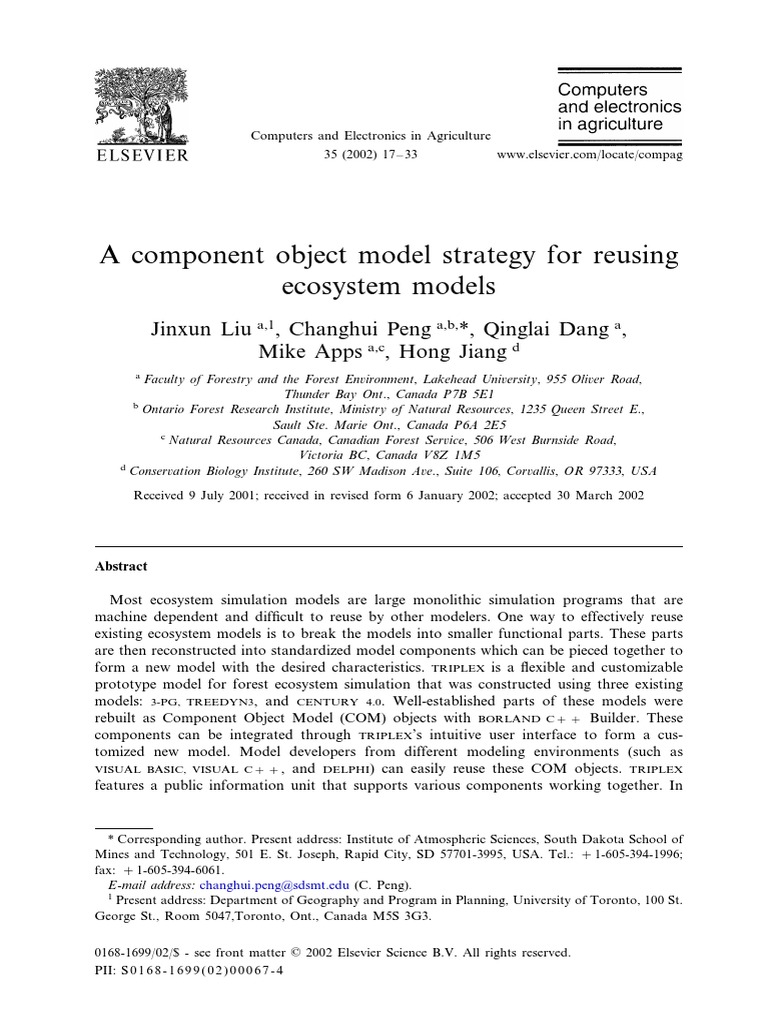 A Component Object Model Strategy For Reusing Ecosystem Models | PDF | Component Object Model ...