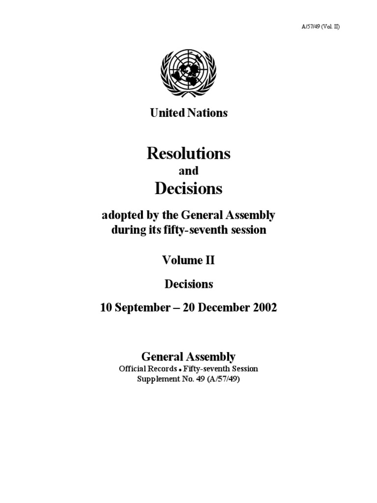 United Nations Resolutions and Decisions | PDF | United Nations General ...