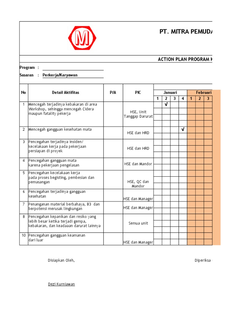 Form Tujuan, Sasaran Dan Program K3 | PDF