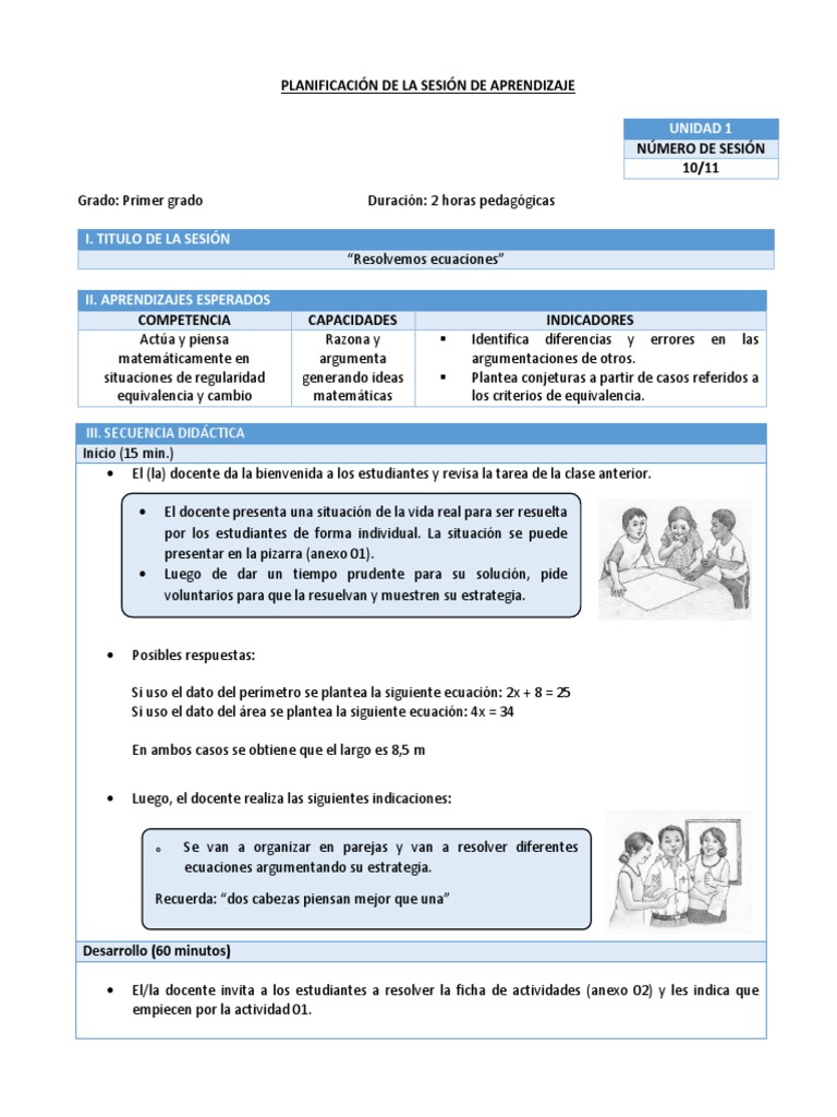 Mat1-U1-Sesion 10 | PDF | Ecuaciones | Maestros