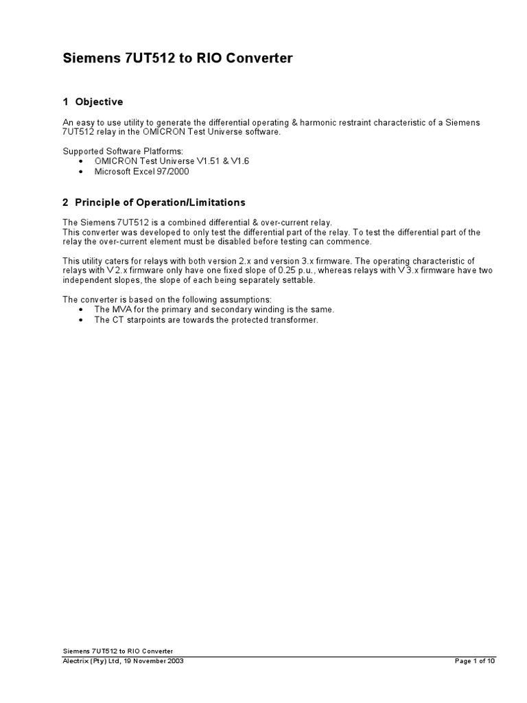 Siemens 7UT512 RIOConverter | PDF | Microsoft Excel | Computing Platforms