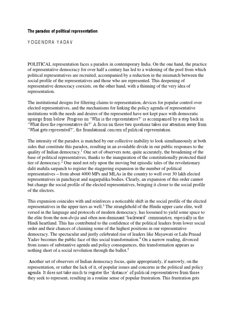 The Paradox of Political Representation | PDF | Democracy | Political ...