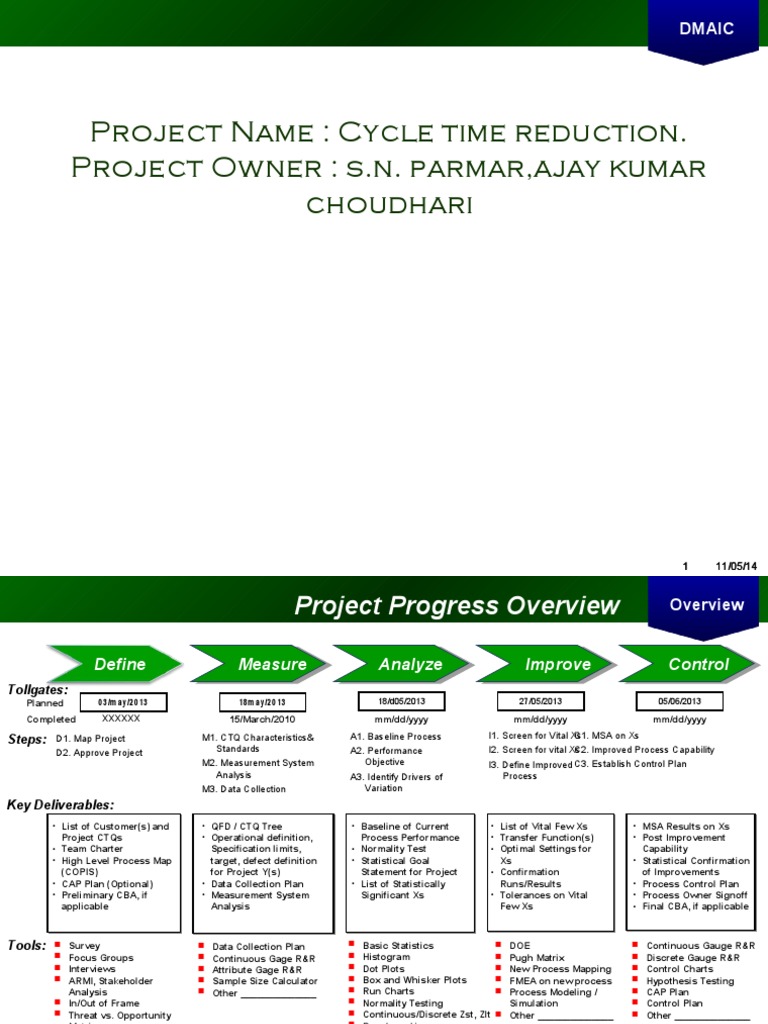 Cycle Time Reduction Project Overview | PDF | Statistical Inference ...