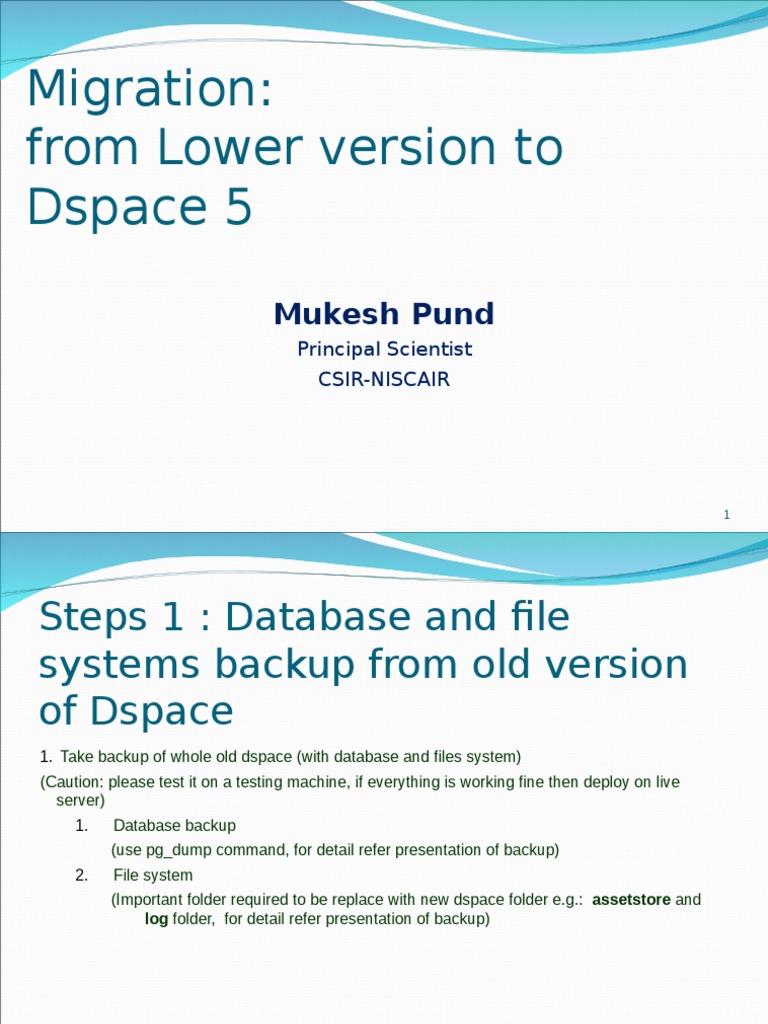 2 Migration From Older Version of DSpace To DSpace 5 | PDF | Teaching ...