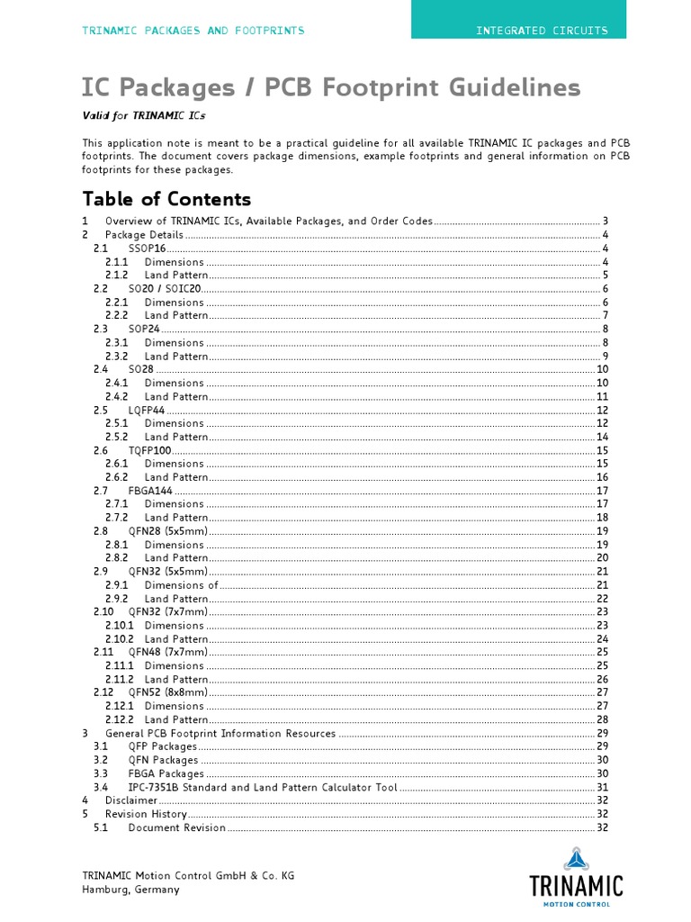 TRINAMIC IC Packages and Footprints Guide | PDF | Semiconductor Devices | Electrical Engineering