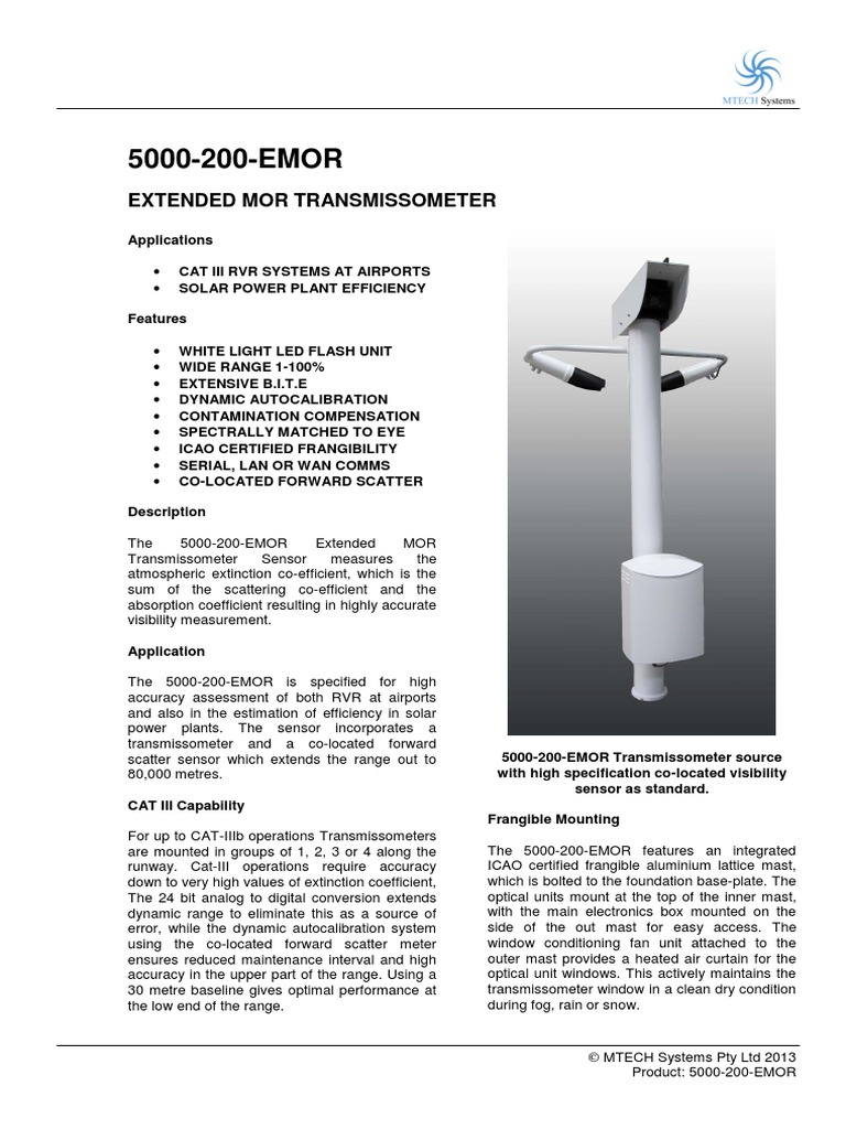 Extended MOR Transmissometer 5000-200 | PDF | Light Emitting Diode | Light