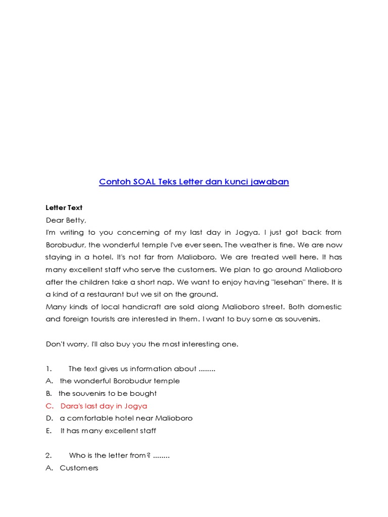 Sample Letters and Answer Keys | PDF