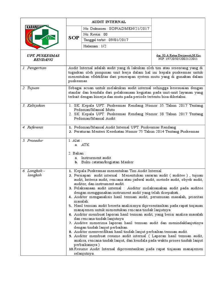 SOP Audit Internal BA | PDF