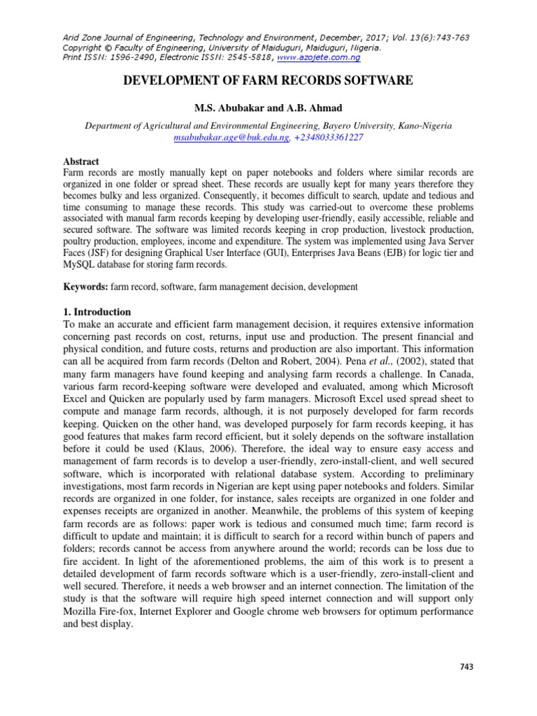 Development of Farm Records Software | Download Free PDF | Component ...