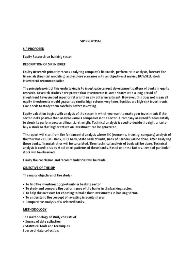 Sip Proposal Sip Proposed | PDF | Technical Analysis | Investing