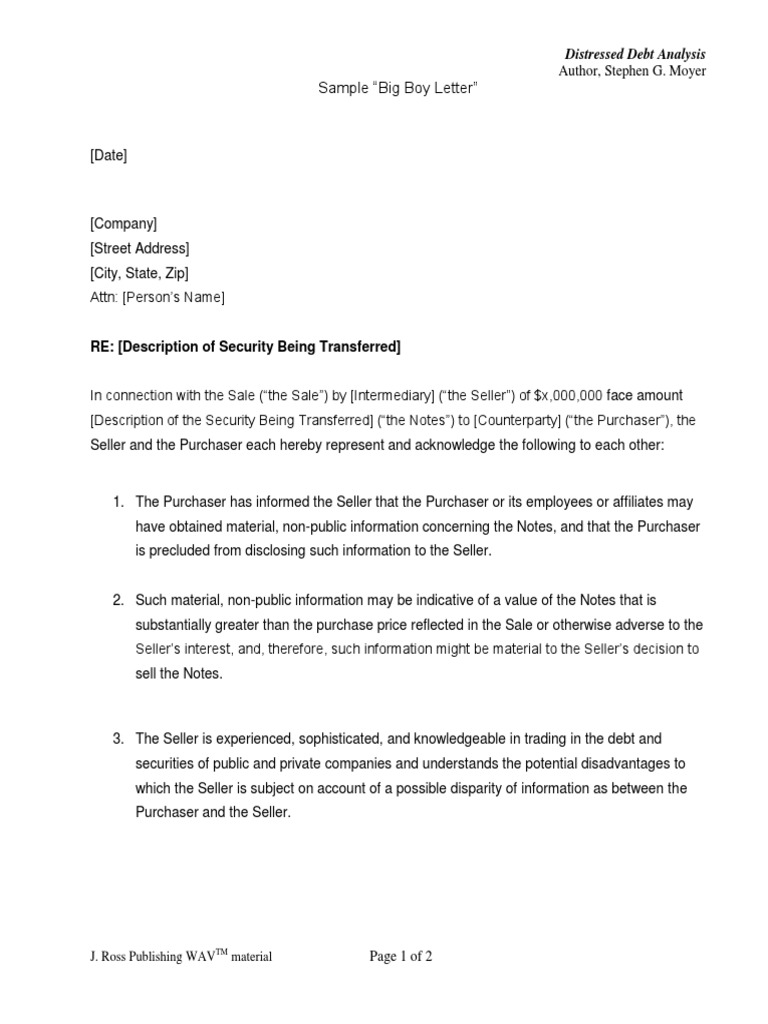 Big Boy Letter PDF | Download Free PDF | Sales | Securities (Finance)
