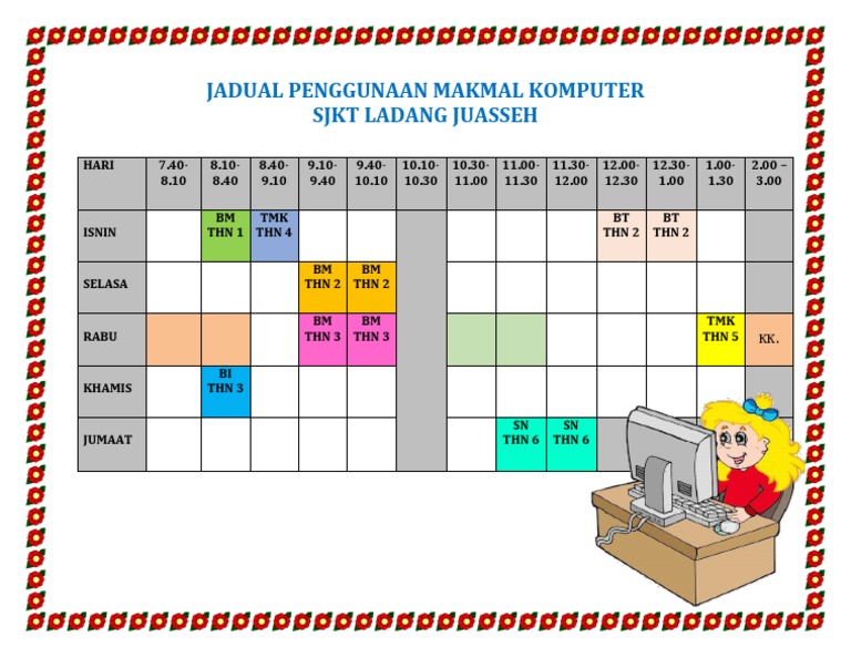 Jadual Penggunaan Makmal Komputer | PDF
