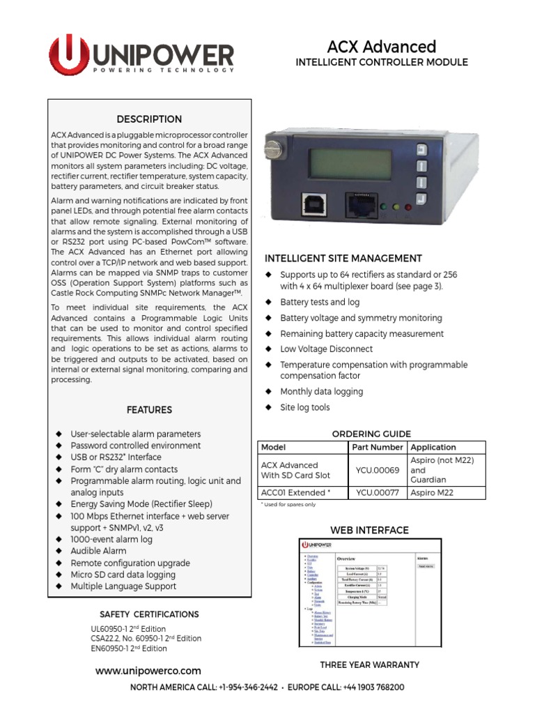 ACX Advanced: Intelligent Controller Module | PDF | Battery ...