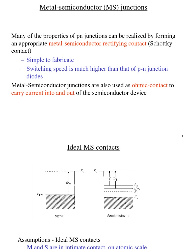 Metal-Semiconductor Junctions Explained | PDF | P–N Junction ...