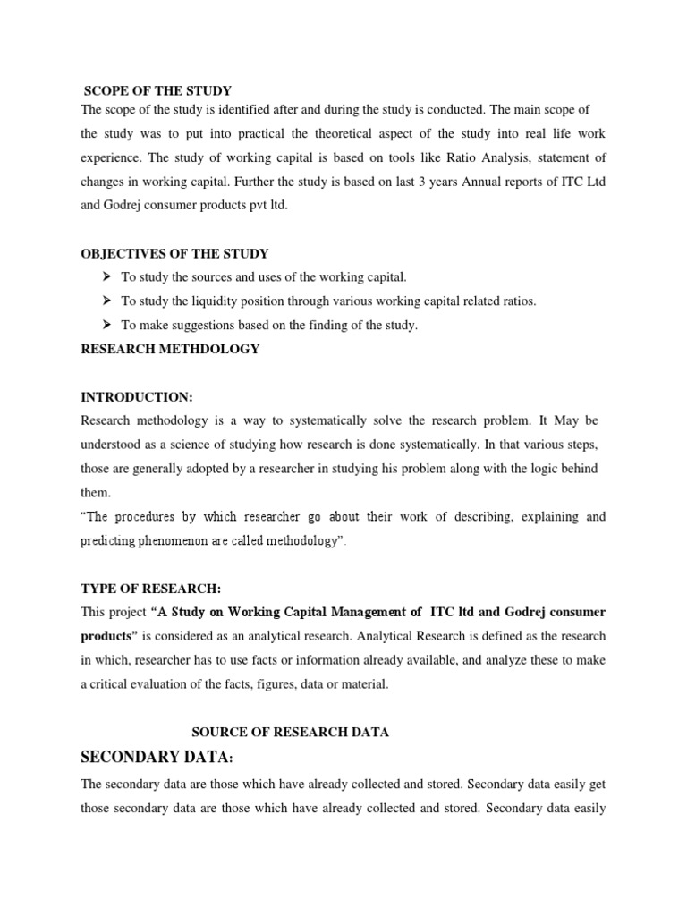 Scope of The Study: Secondary Data | PDF | Data | Methodology