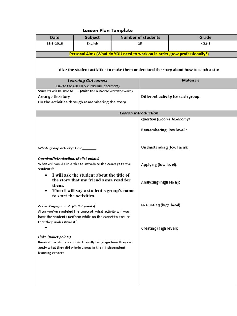 Lesson Plan | PDF | Lesson Plan | Cognitive Science