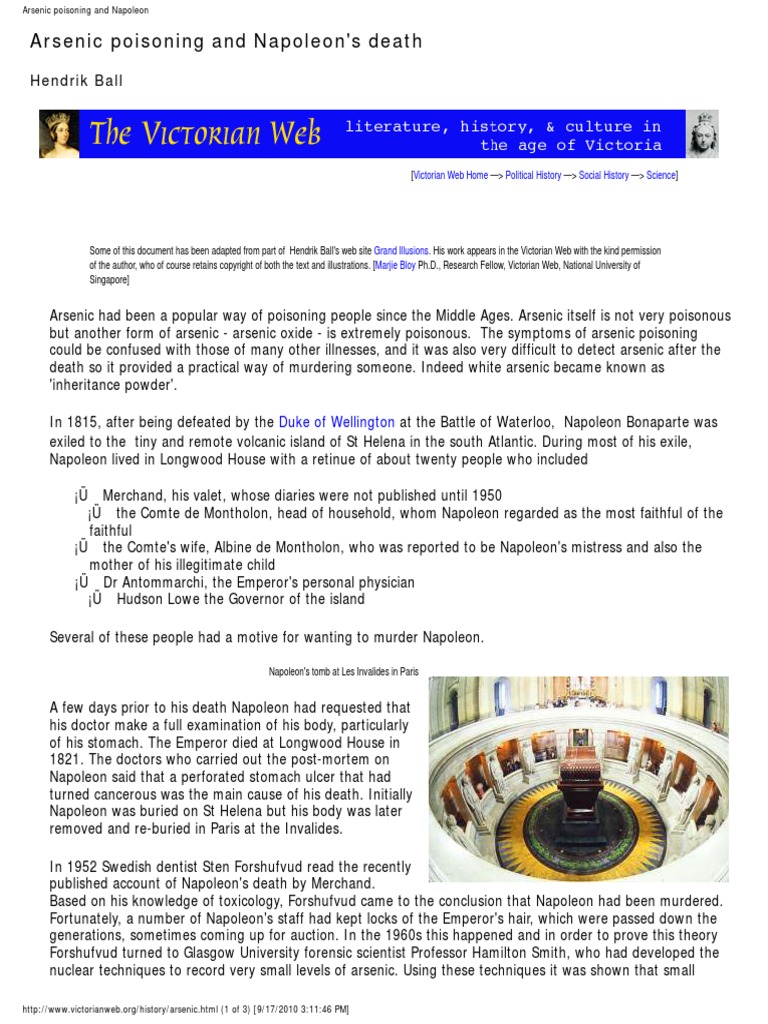 Arsenic Poisoning and Napoleon | PDF
