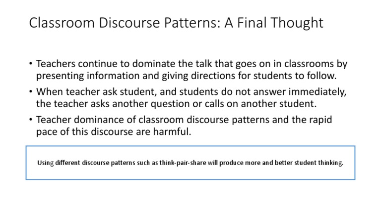 Classroom Discourse Patterns | PDF