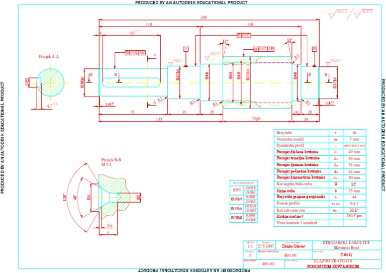Poz.3 Ulazno Vratilo Reduktora Model SFSB | PDF