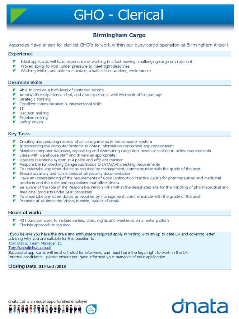 Clerical Positions Available for Fast-Paced Cargo Operations at ...