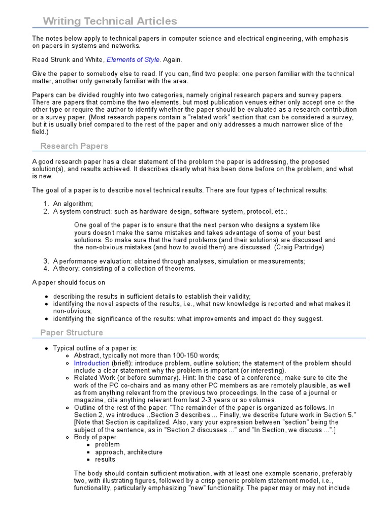 Writing Technical Articles | PDF | Experiment | Algorithms