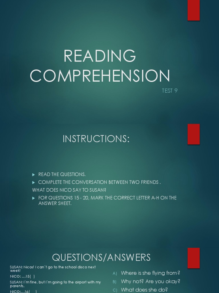 Reading Comprehension Test 9 | PDF