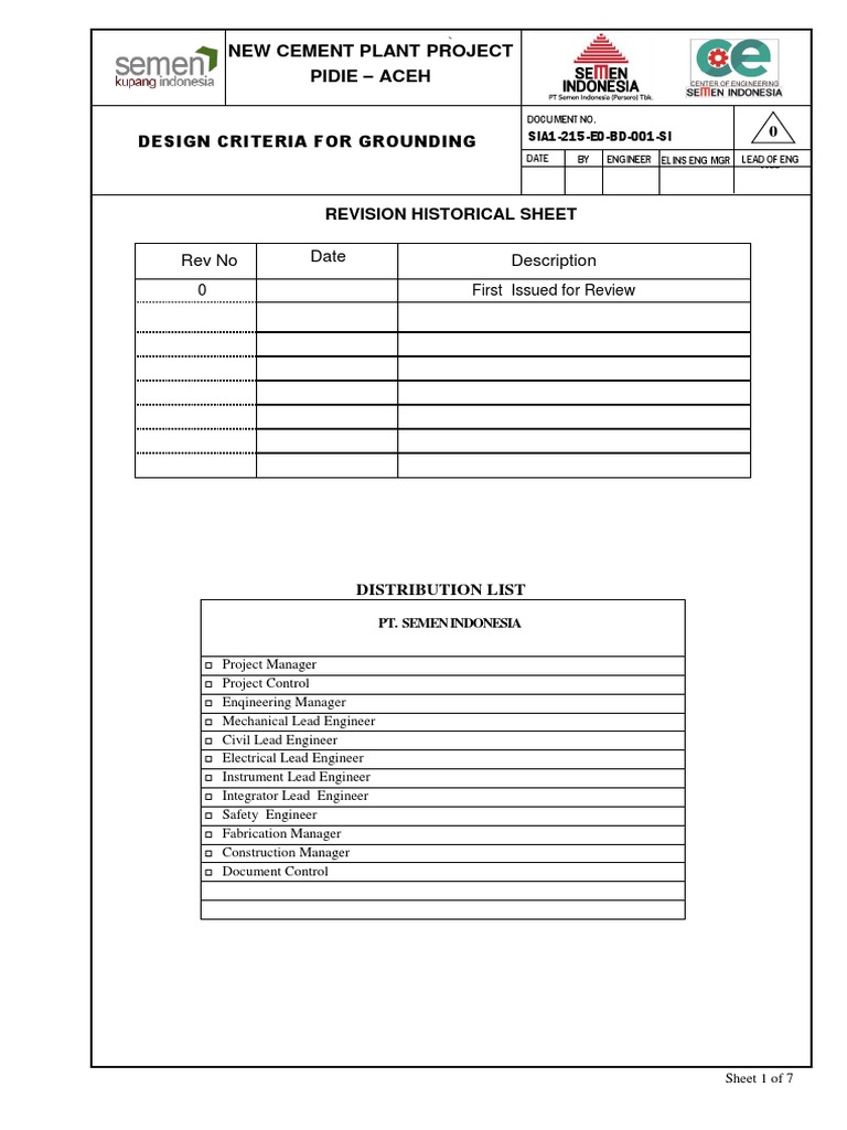 Grounding Design Criteria for Cement Plant | PDF | Electrical Conductor ...