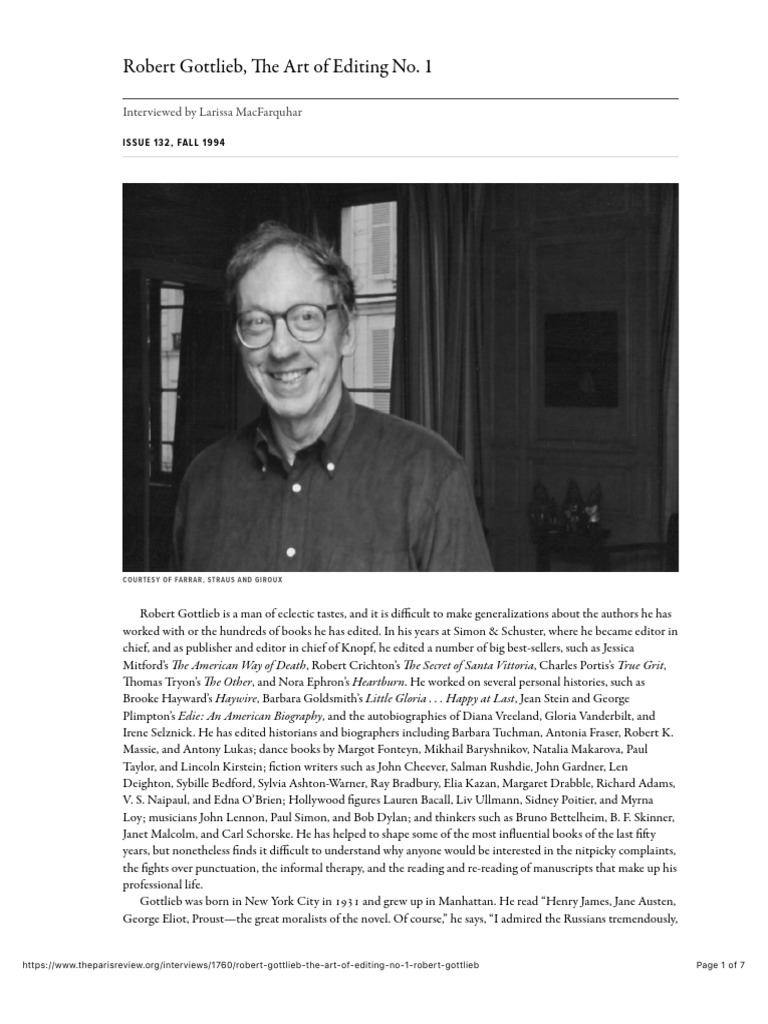 Paris Review - Robert Gottlieb, The Art of Editing No. 1 | PDF | Books