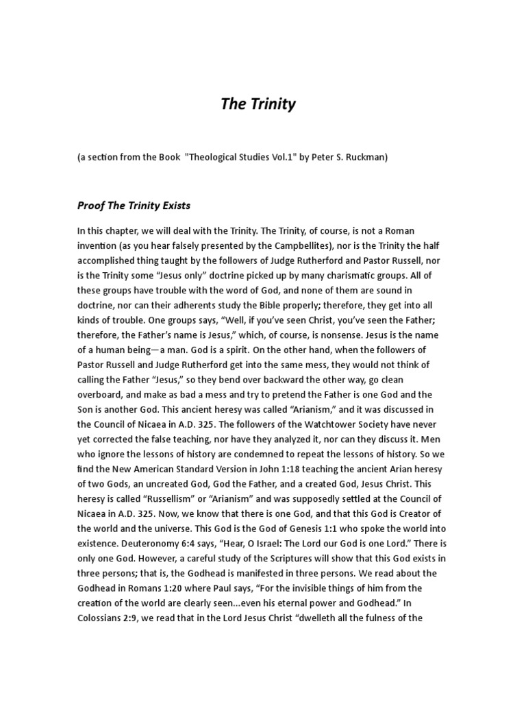 The Doctrine of The Trinity by Peter Ruckman | PDF | Trinity | God The ...