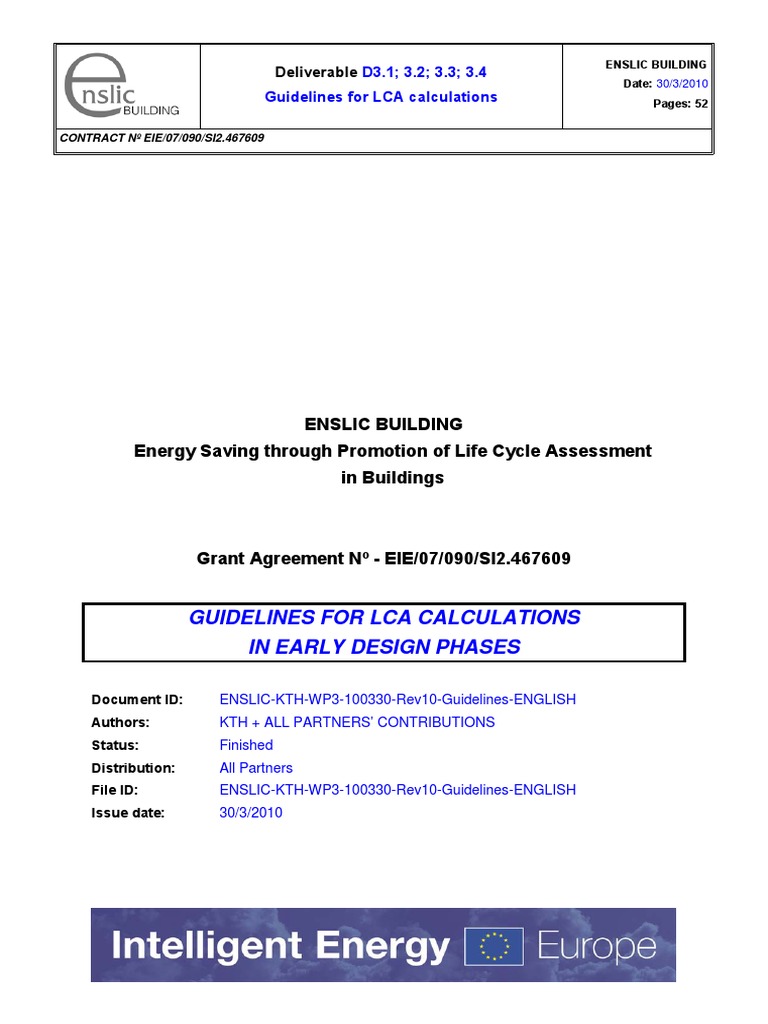 LCA Calculation Guidelines for Buildings | PDF | Life Cycle Assessment ...