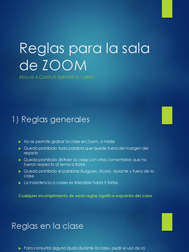 Reglas para Clases en Zoom | PDF