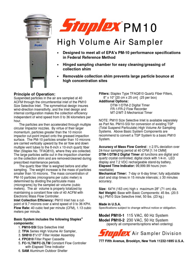 PM10 PM10: High Volume Air Sampler High Volume Air Sampler | PDF ...