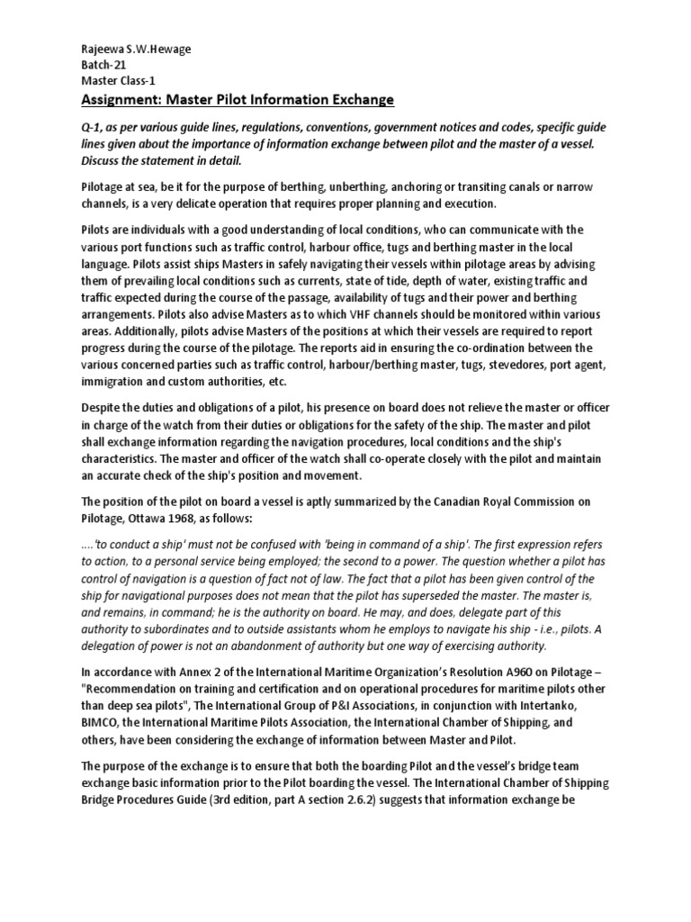 4-Master Pilot Exchange Trés Important | PDF | Maritime Pilot | Water ...