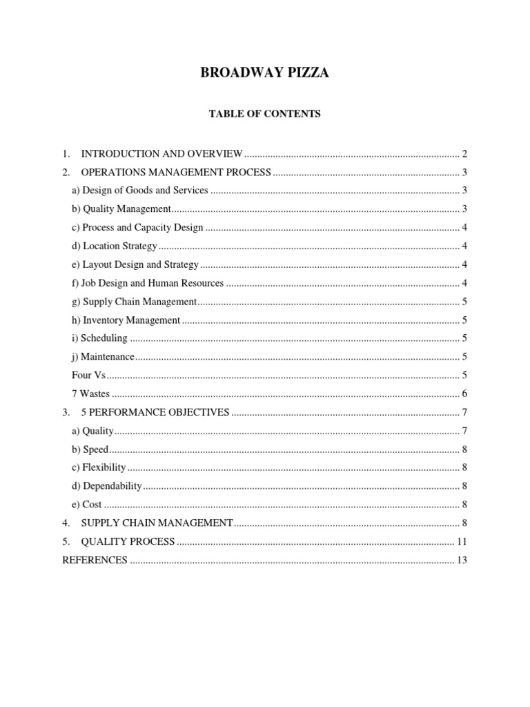 Broadway Pizza (Operations Management) | PDF | Supply Chain | Delivery ...