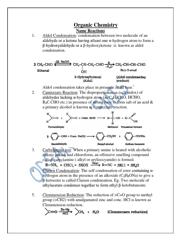 Organic Chemistry: Name Reactions | PDF | Ester | Amine