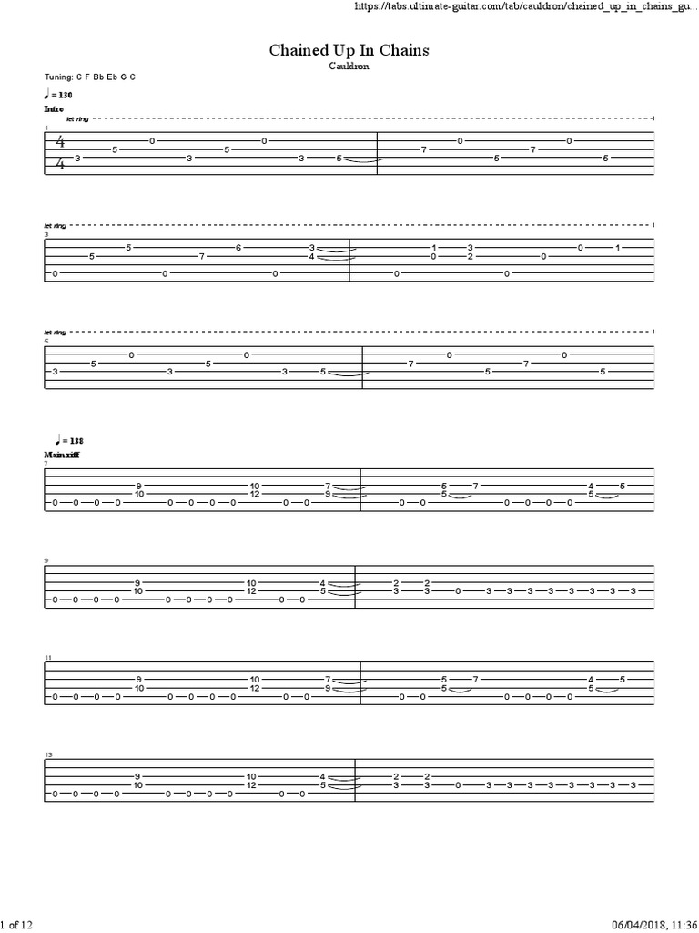 Chained Up in Chains Guitar Pro Tab by Cauldron 1 | PDF | Songs ...