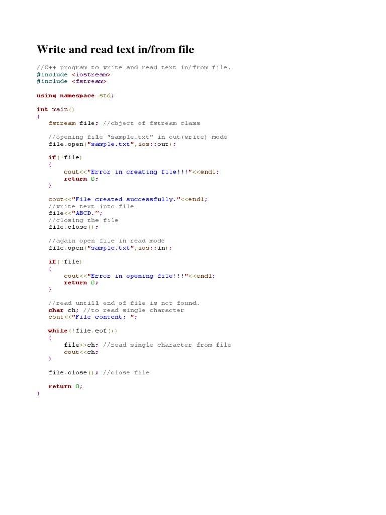 C++ Reading A Text Into A File | PDF | Foreign Language Studies | Computers