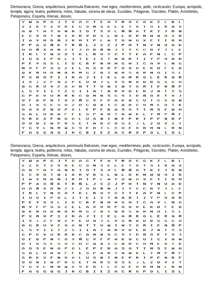 Sopa de Letras Historia Grecia | PDF | Ciencias sociales