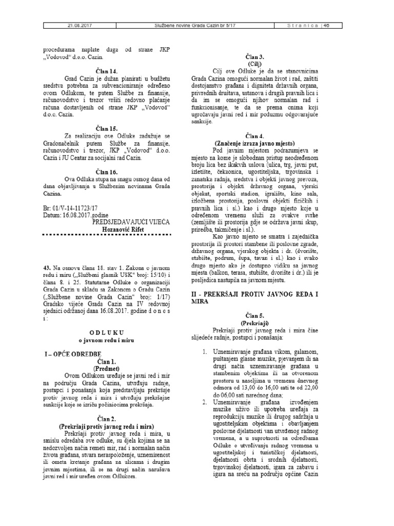 Odluka o Javnom Redu I Miru | PDF